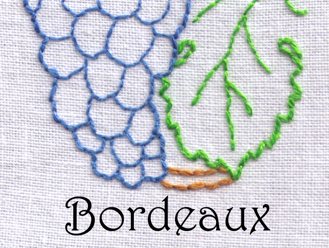 Grapes Hand Embroidery Pattern, Wine, Fruit, Food, Grape, Bunch ...