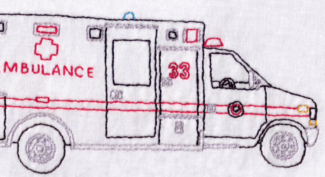 Ambulance Hand Embroidery Pattern, First Responder, EMT, Medical, Bus ...