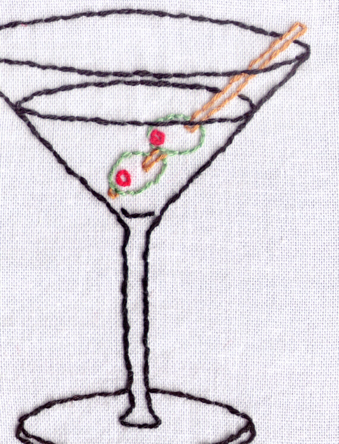 Martini Hand Embroidery Pattern Drink Beverage Alchohol | Etsy