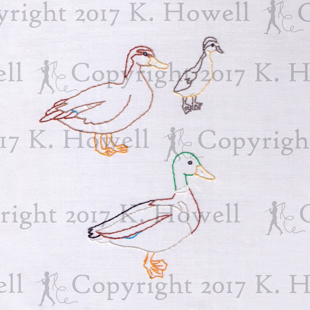 Duck Hand Embroidery Pattern, Animal, Ducks, Family, Mallard, Avian ...