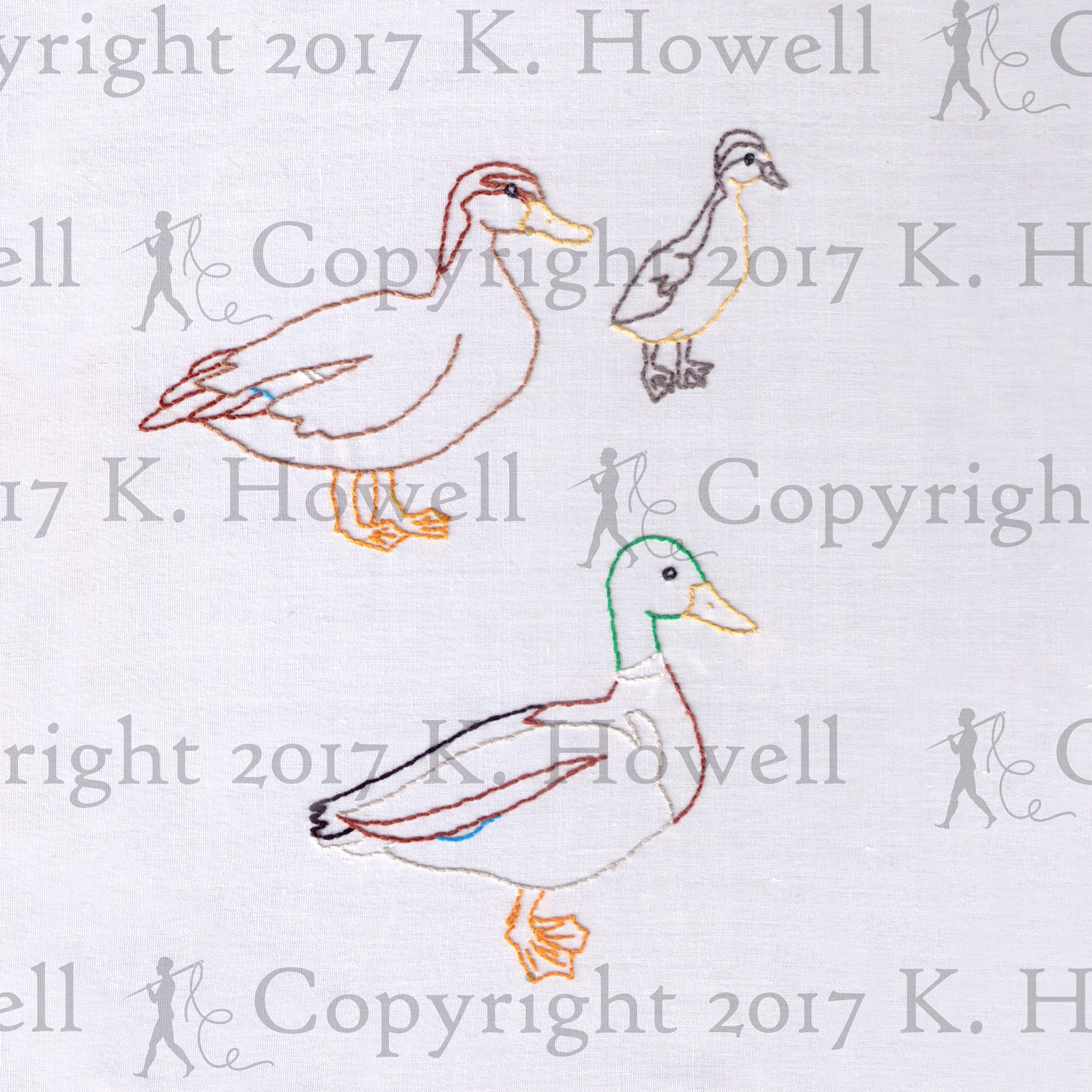 Duck Hand Embroidery Pattern Animal Ducks Family Mallard - Etsy