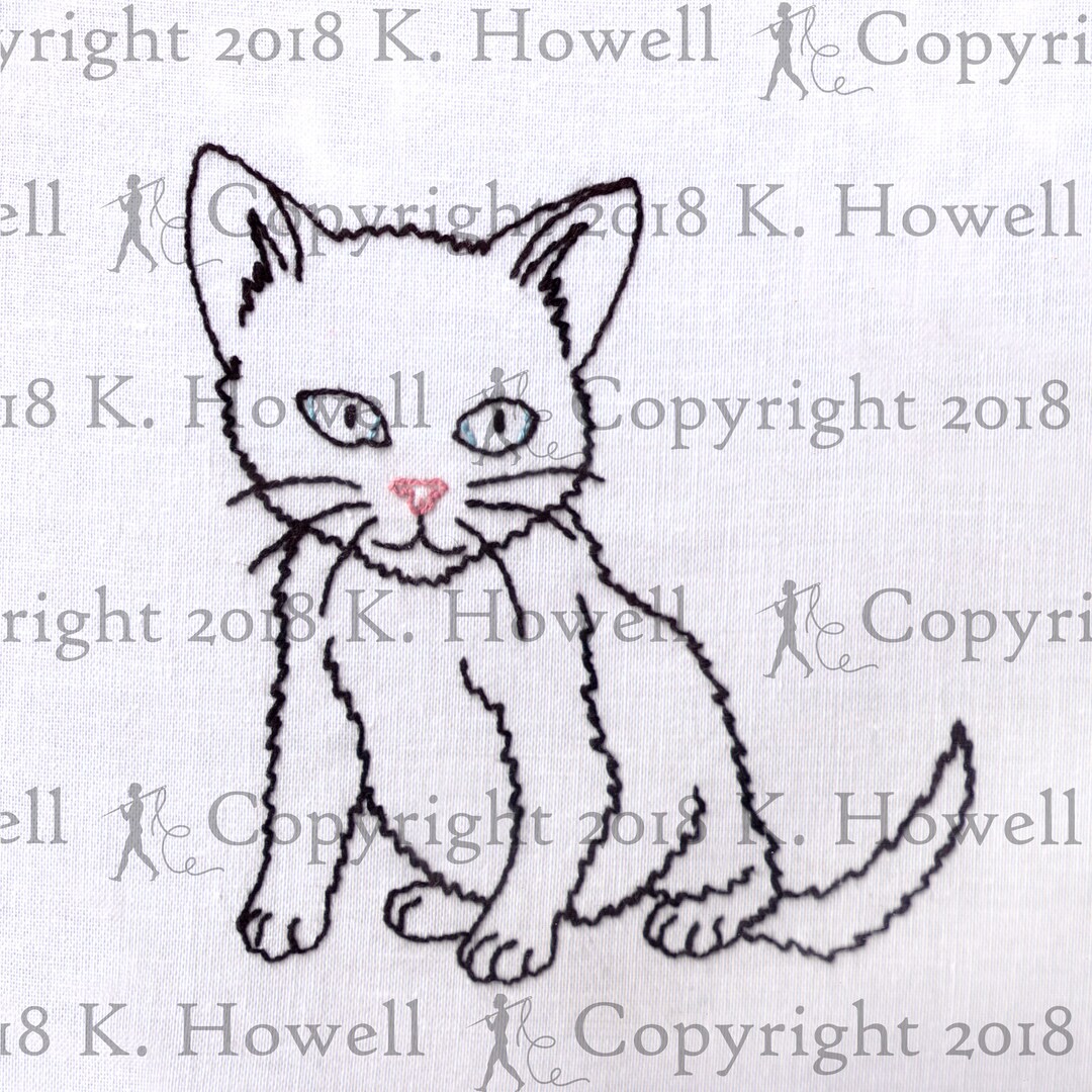 Cat Hand Embroidery Pattern, Kitten, Cat, Kitty, Cute, Detailed ...