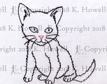 Cat Hand Embroidery Pattern Kitten Cat Kitty Cute | Etsy
