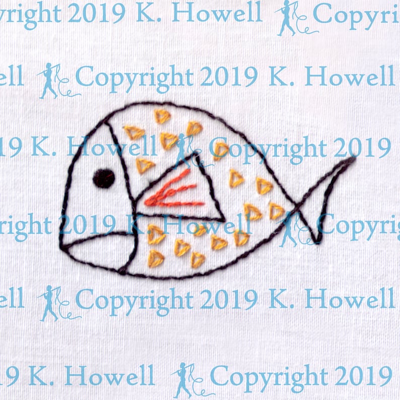 Rainbow Fish Hand Embroidery Pattern Fish Sampler Rainbow | Etsy