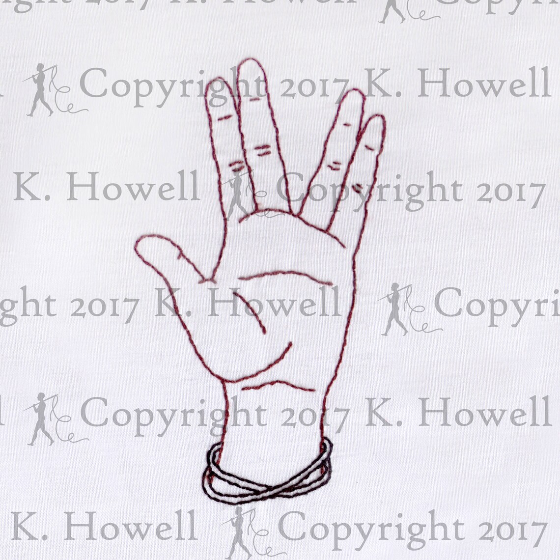 Spock Hand Gesture Hand Embroidery Pattern Hand Gesture - Etsy