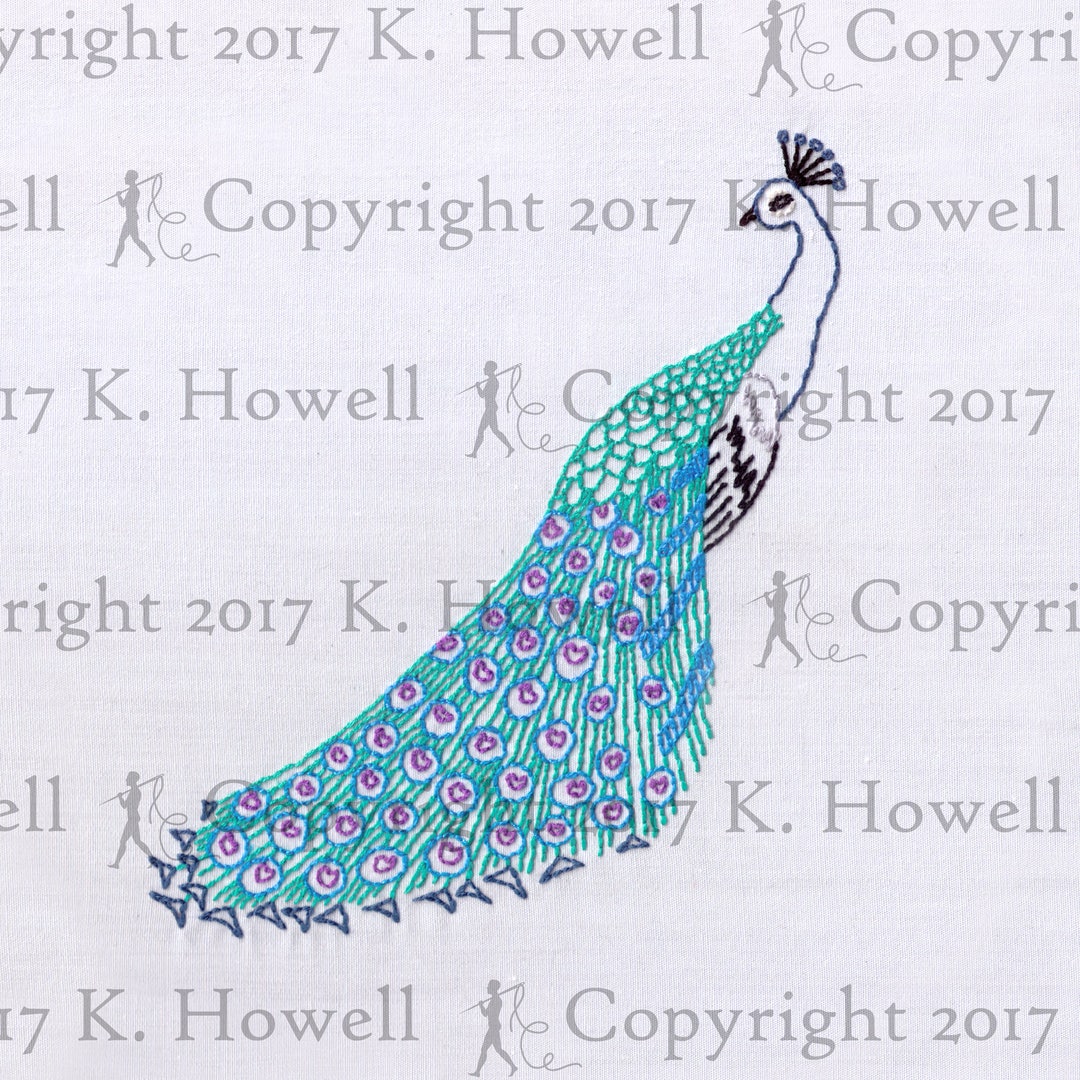 Peacock Hand Embroidery Pattern, Peacock, Exotic, Bird, Colorful ...