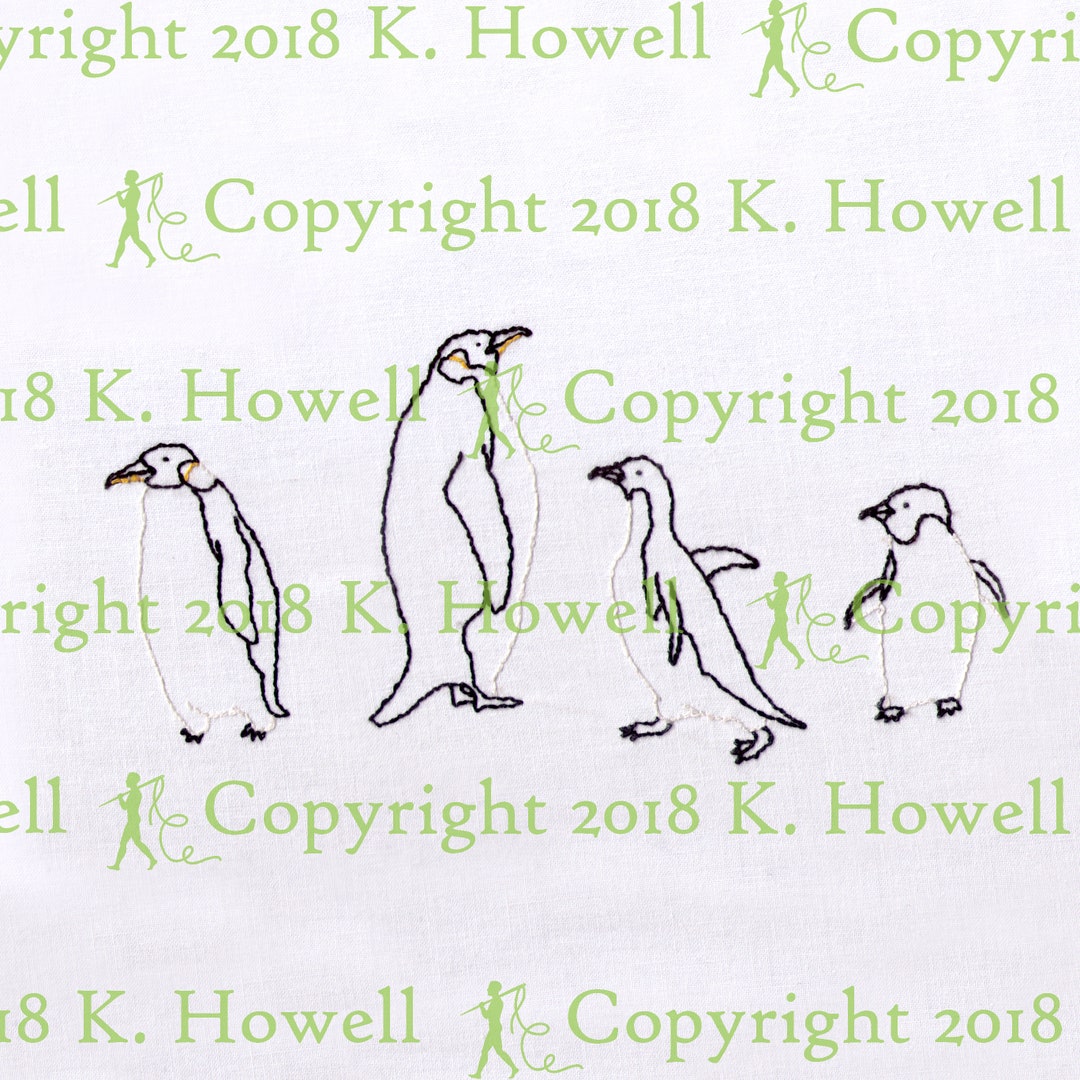 Penguins Hand Embroidery Pattern, Penguin, Cute, Animal, Bird, Wild ...