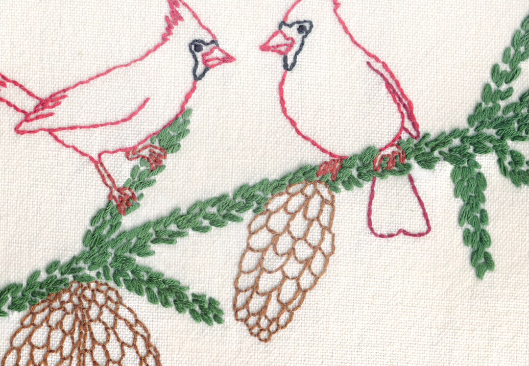 Cardinals Hand Embroidery Pattern, Cardinals on a Branch, Christmas ...