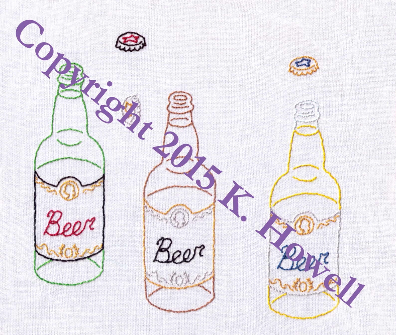 Beer Hand Embroidery Pattern Bottles Drinks Alcohol - Etsy