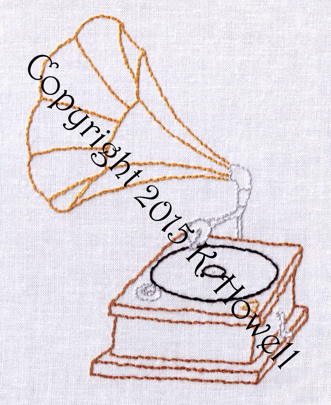 Record Player Hand Embroidery Pattern, Victrola, Victorian, Turntable ...