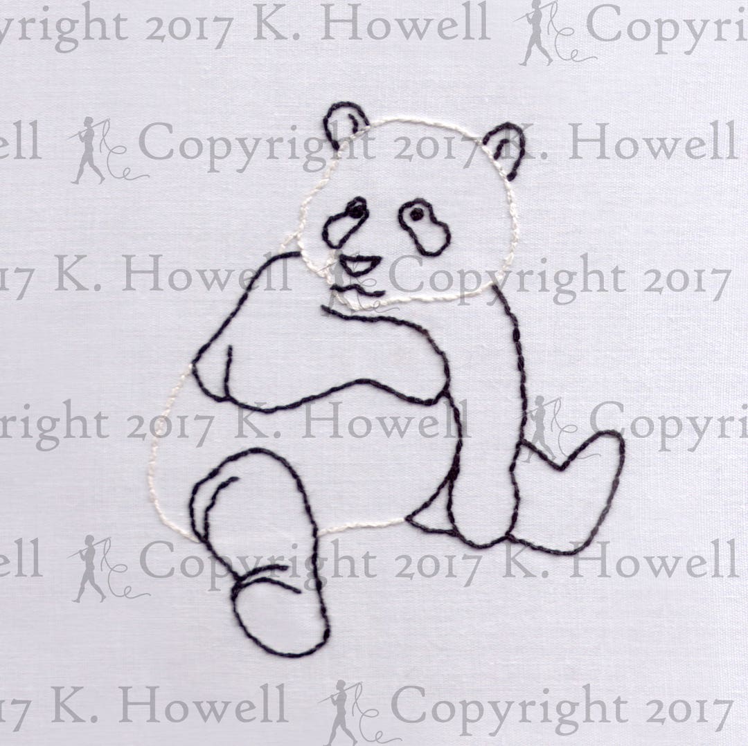 Panda Hand Embroidery Pattern, Animal, Zoo, Panda, Giant Panda, Panda ...