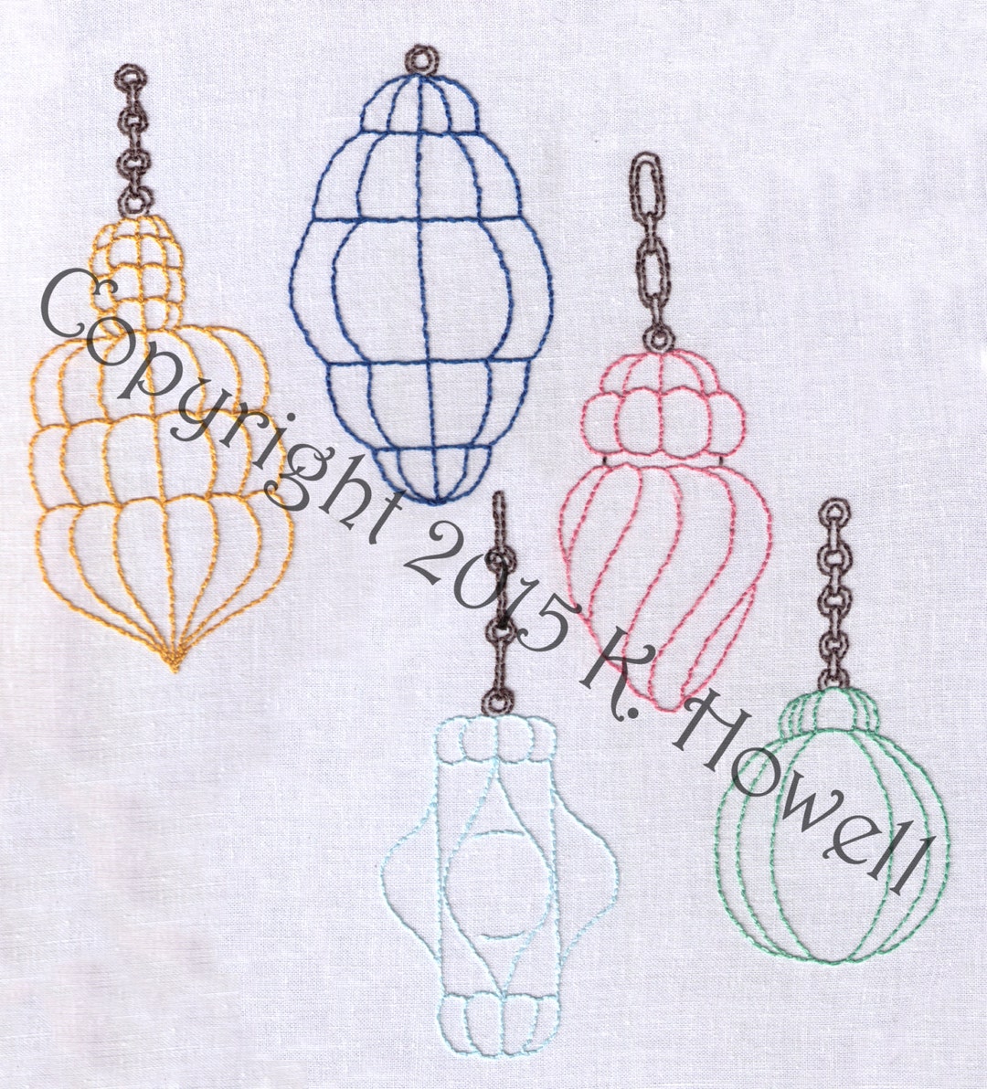Lamps Hand Embroidery Pattern, Venetian Lamps, Set 1 of 2, Blown Glass ...