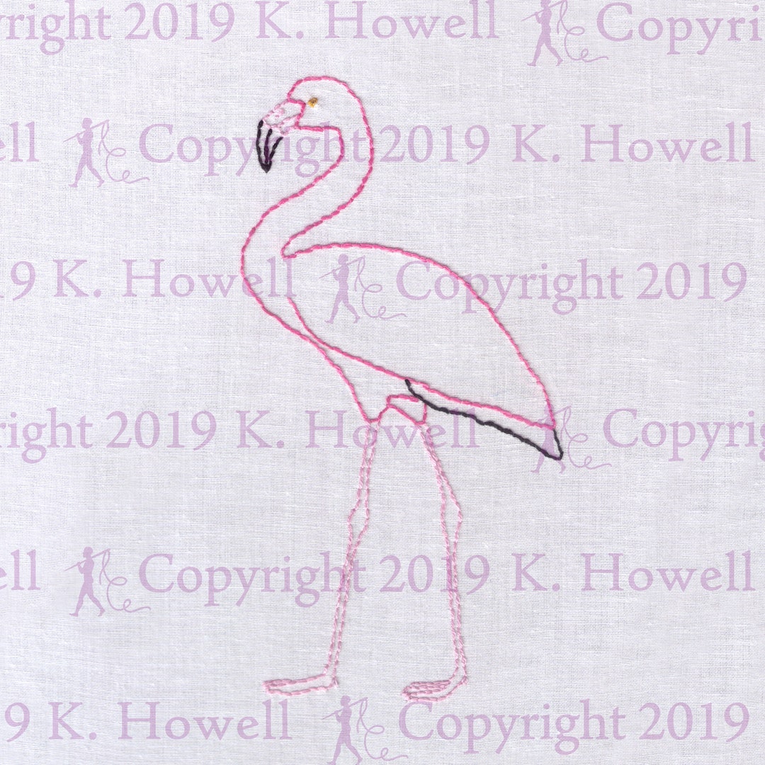 Flamingo Hand Embroidery Pattern, Flamingo, Tropical, Pink, Bird, Shore ...