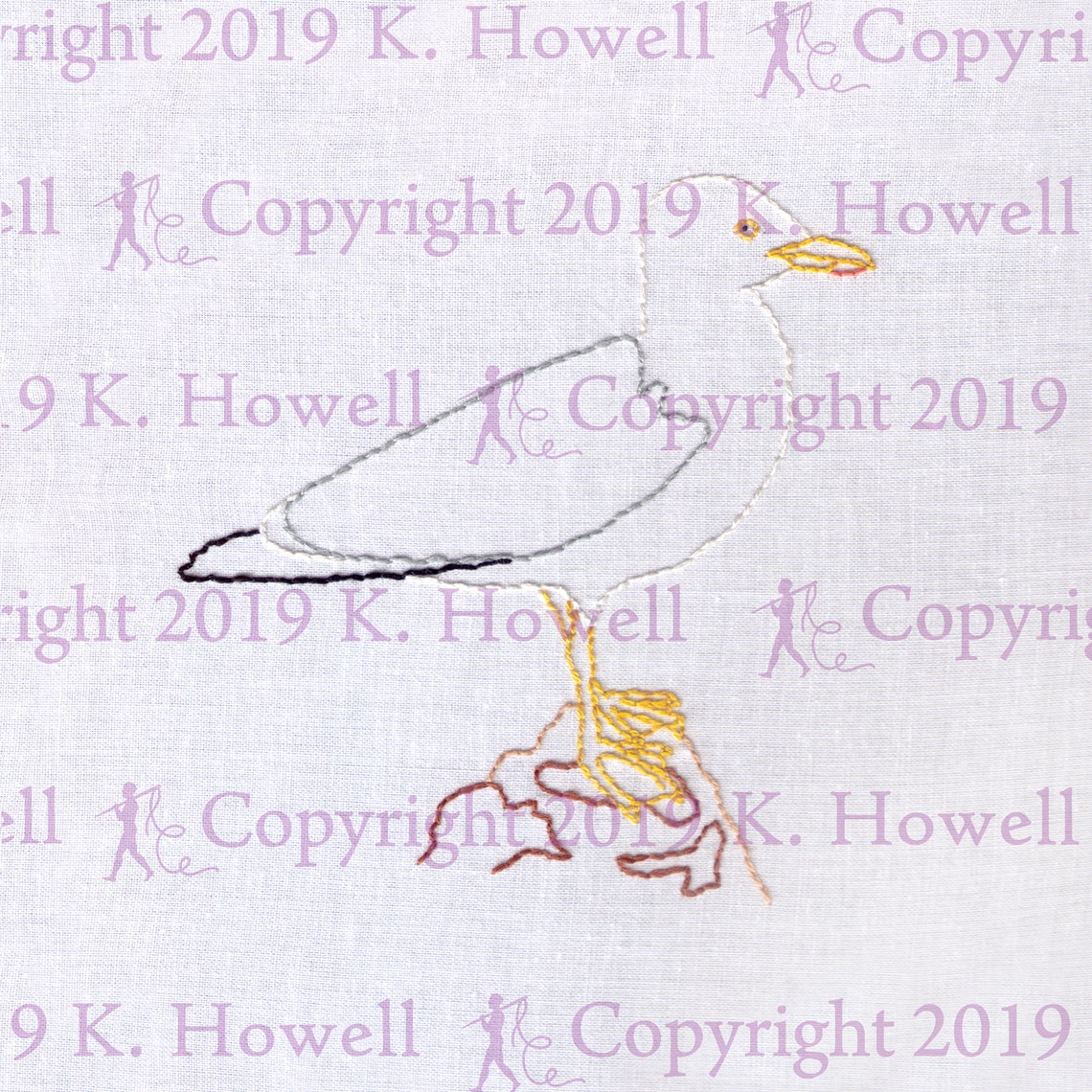 Seagull Hand Embroidery Pattern, Seagull, Sea Gull, Bird, Shore, Beach ...