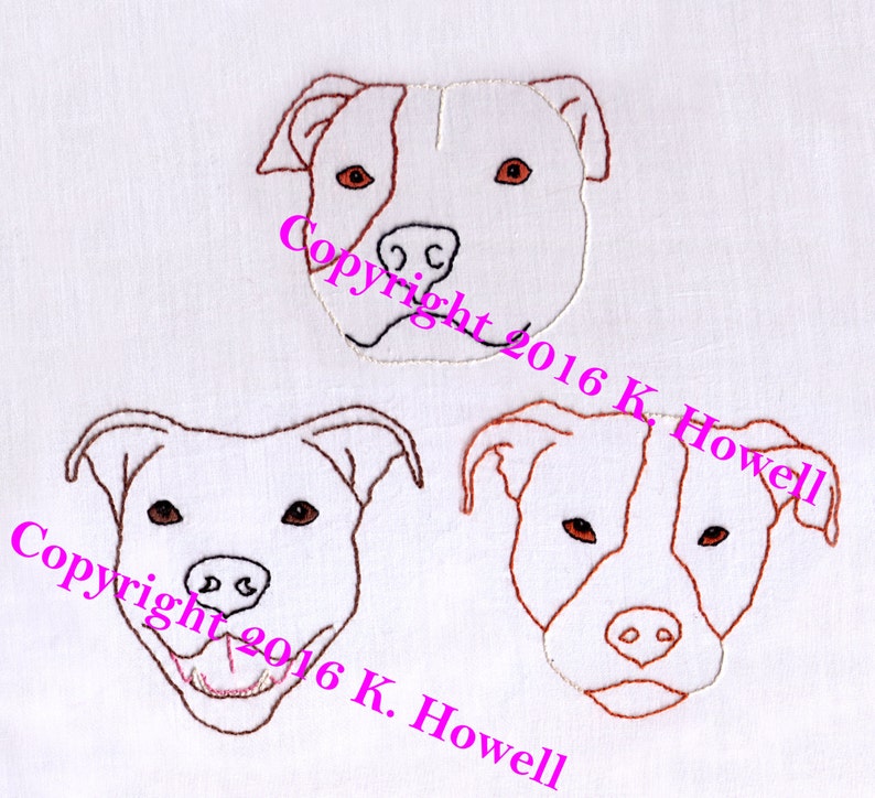 Dog Hand Embroidery Pattern Pit Bull Puppy Faces Animal - Etsy