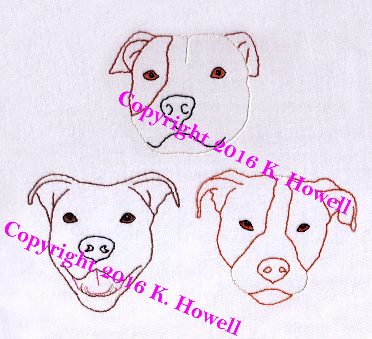 Dog Hand Embroidery Pattern Pit Bull Puppy Faces Animal | Etsy