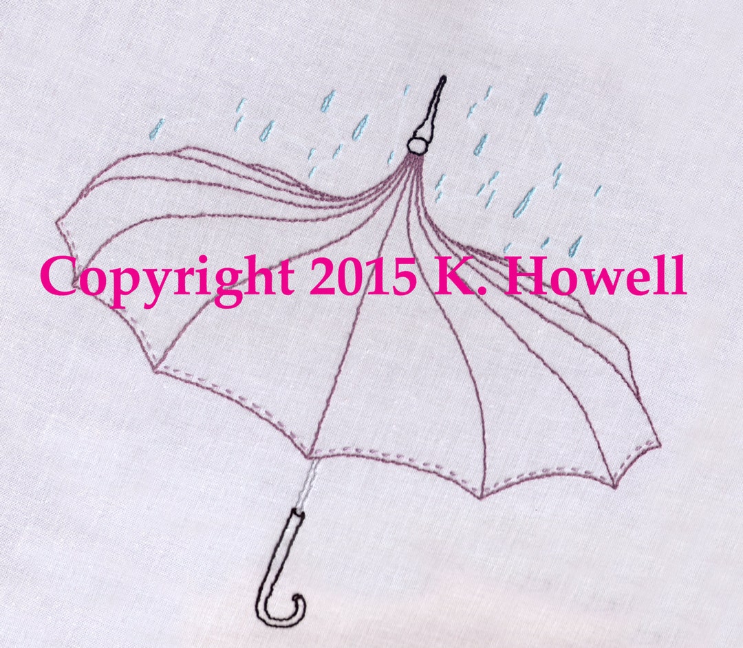 Umbrella Hand Embroidery Pattern, Umbrella, Parasol, Rainy Day, Rain ...