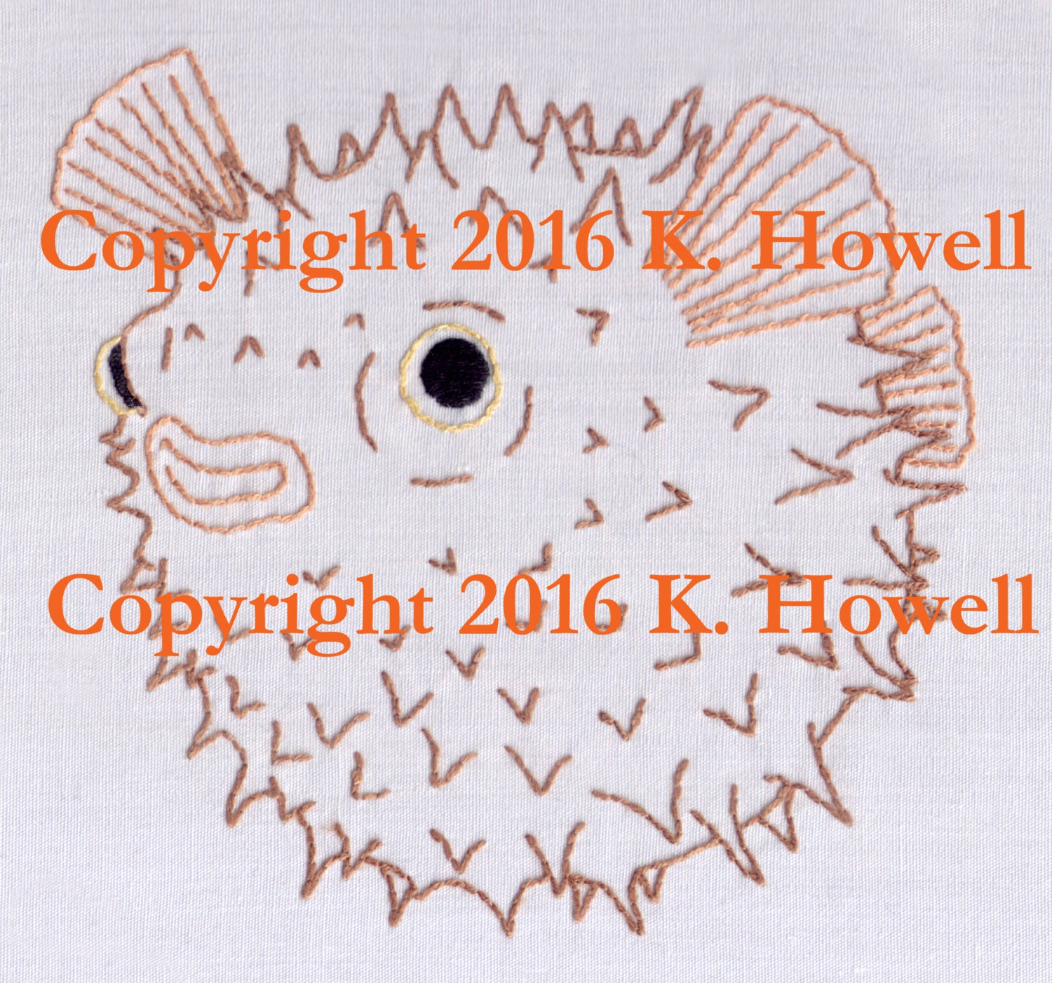 Puffer Fish Hand Embroidery Pattern, Ocean, Fish, Spiked, Sea, Swimming ...