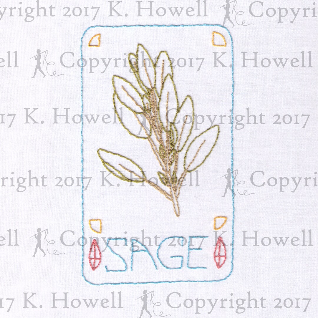 Sage Hand Embroidery Pattern, Flower, Plant, Sage, Herb, Medicine ...