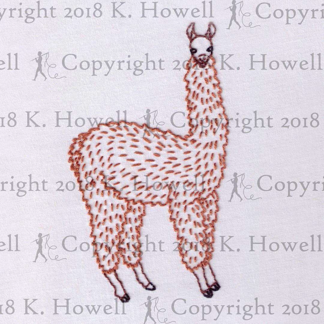 Llama Hand Embroidery Pattern, Animal, Cute, Furry, Fuzzy, Wool, Farm ...