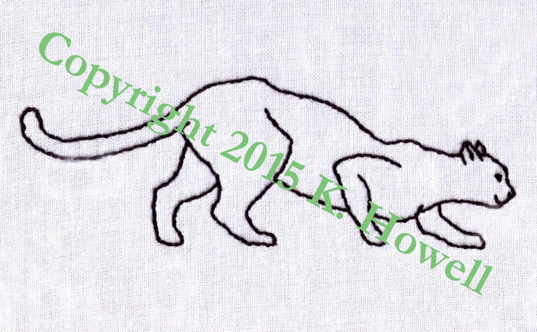Cat Hand Embroidery Pattern, Pouncing, Stalking, Hunting, Feline, Pet ...