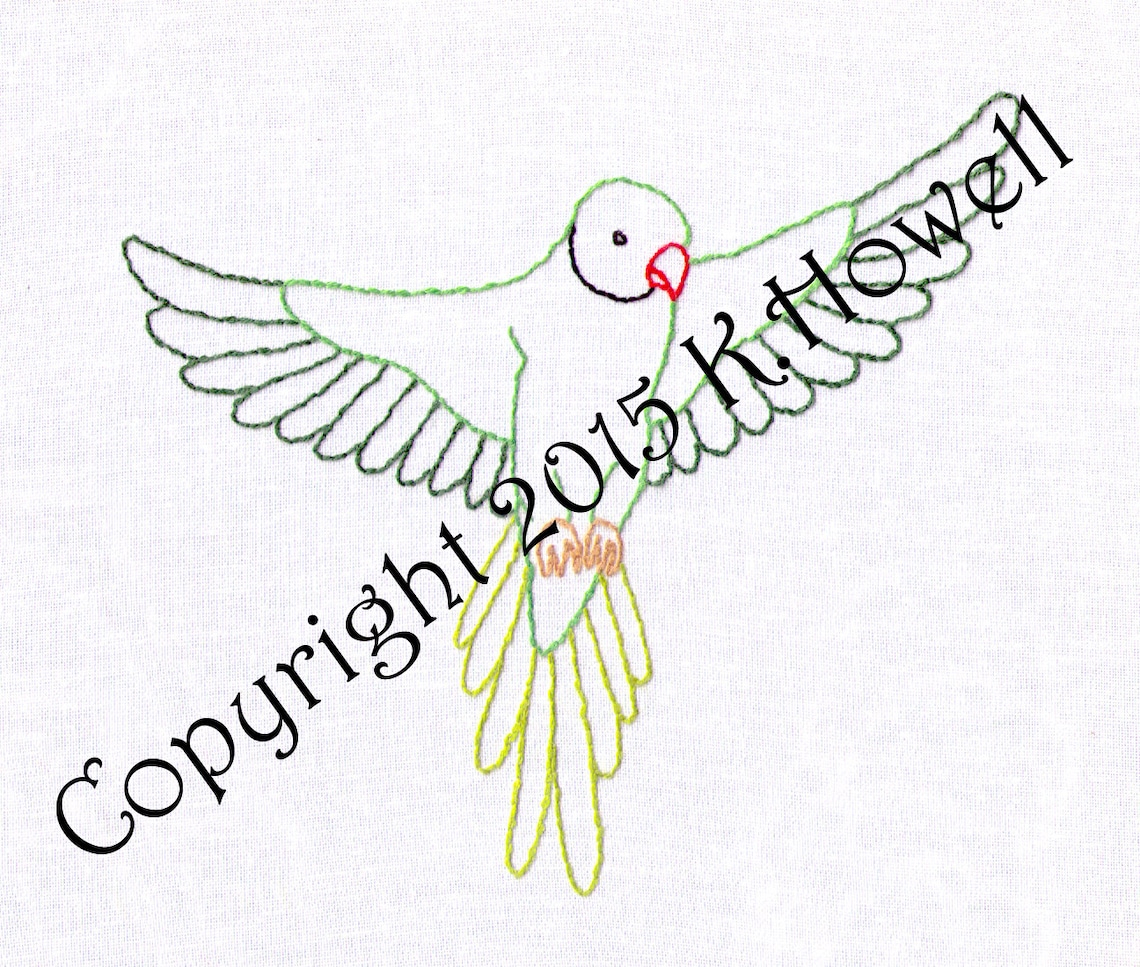 Bird Hand Embroidery Pattern Combo Pack, PDF, Parrot Trio, Flying ...
