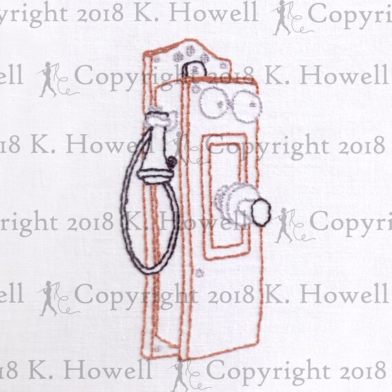 Phone Hand Embroidery Pattern Antique Operator Wall Phone | Etsy