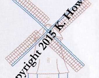 Windmill Hand Embroidery Pattern American Farm Wind PDF | Etsy
