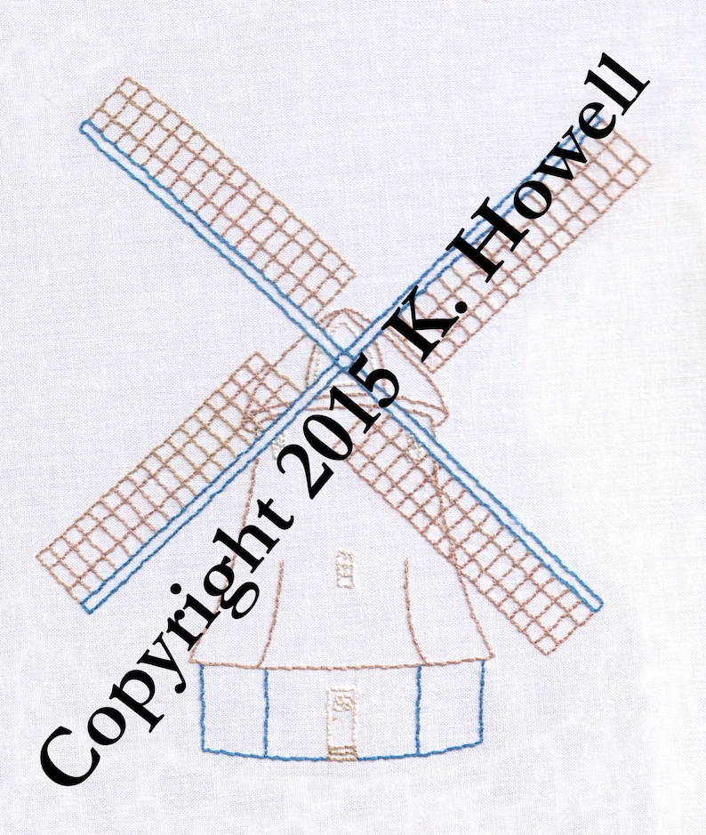 Windmill Hand Embroidery Pattern Dutch Wind PDF - Etsy