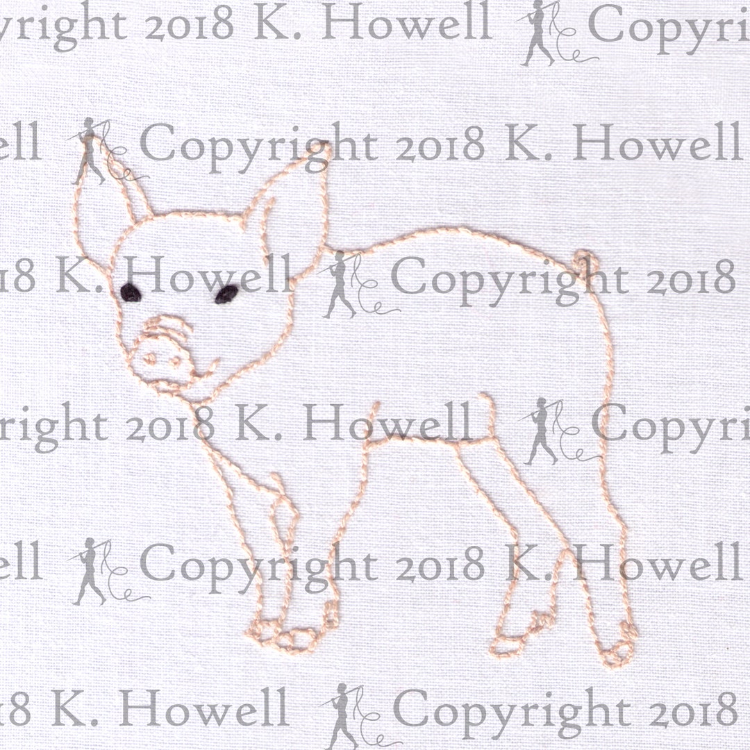 Pig Hand Embroidery Pattern, Pig, Piglet, Pork, Farm, Animal, Piggy ...