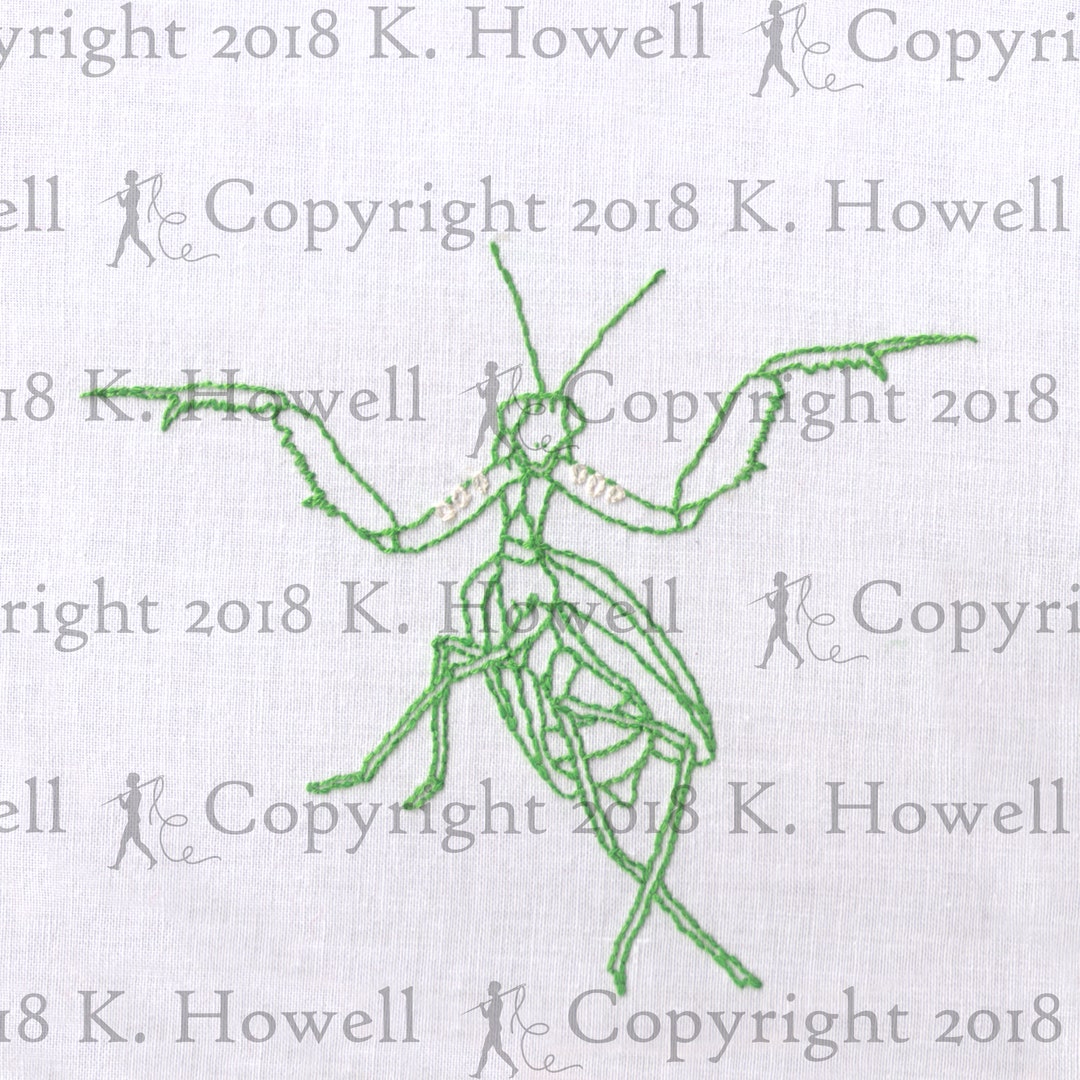 Praying Mantis Hand Embroidery Pattern, Insect, Bug, Dancing Praying ...