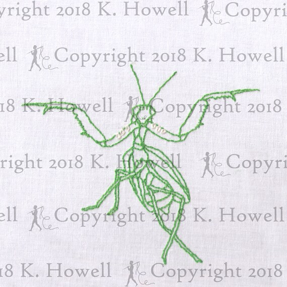 Praying Mantis Hand Embroidery Pattern Insect Bug Dancing - Etsy