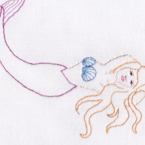 Mermaid Hand Embroidery Pattern, PDF, Mermaid With Shells, Ocean, Sea ...