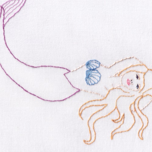 Mermaid Hand Embroidery Pattern PDF Mermaid With Shells - Etsy