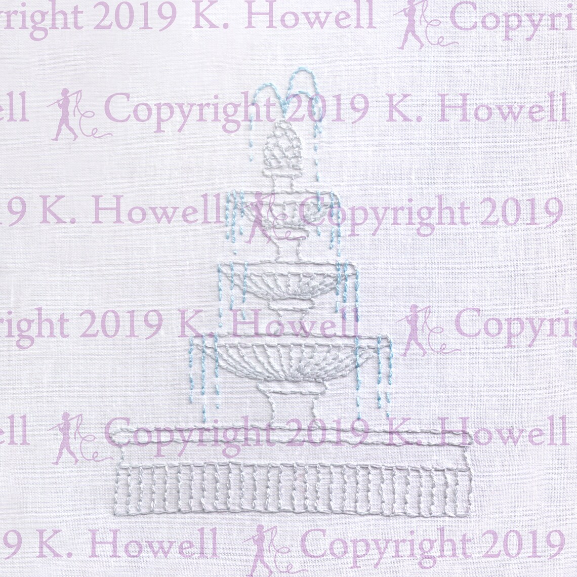 Fountain Hand Embroidery Pattern Fountain Water Feature | Etsy