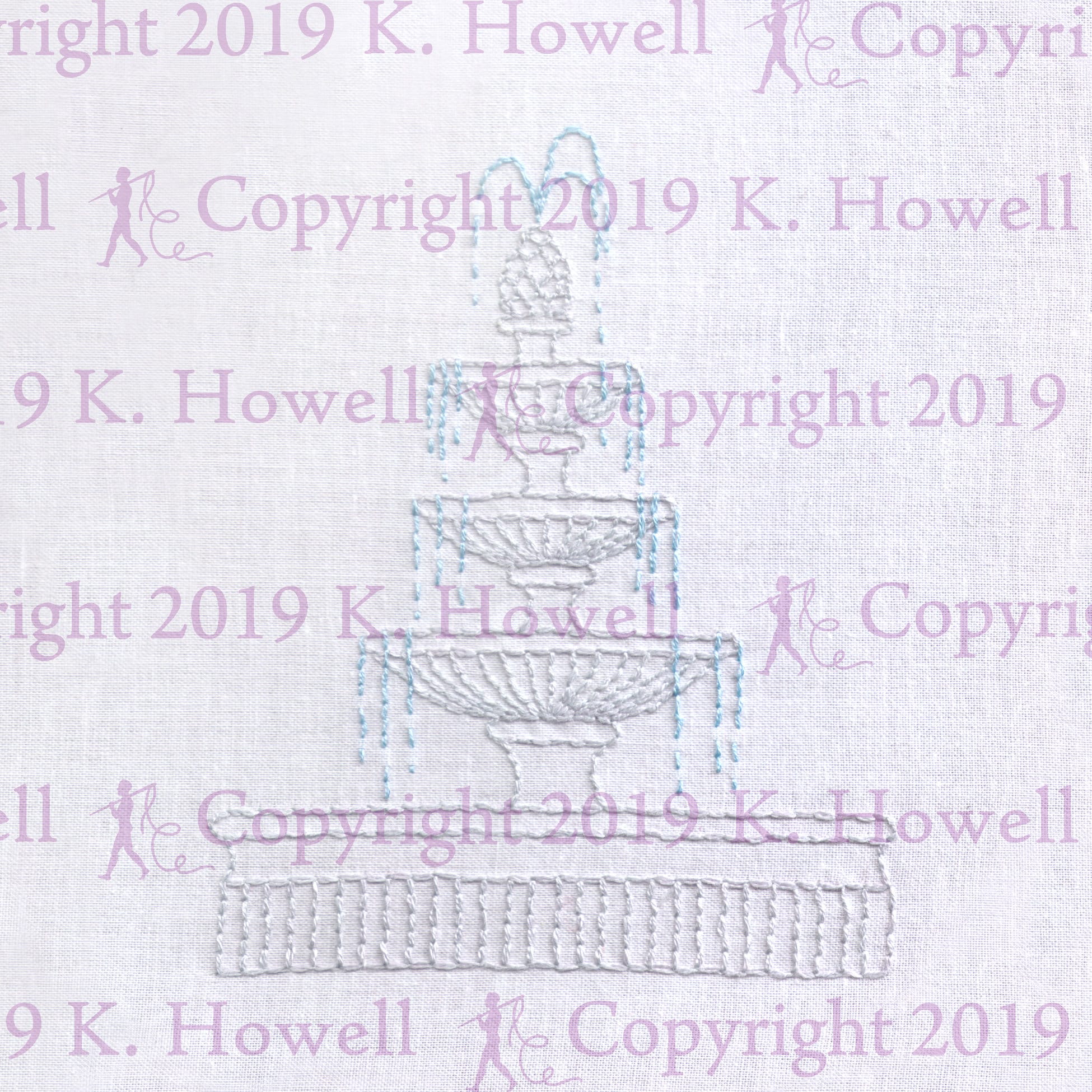 Fountain Hand Embroidery Pattern, Fountain, Water, Feature, Decoration ...