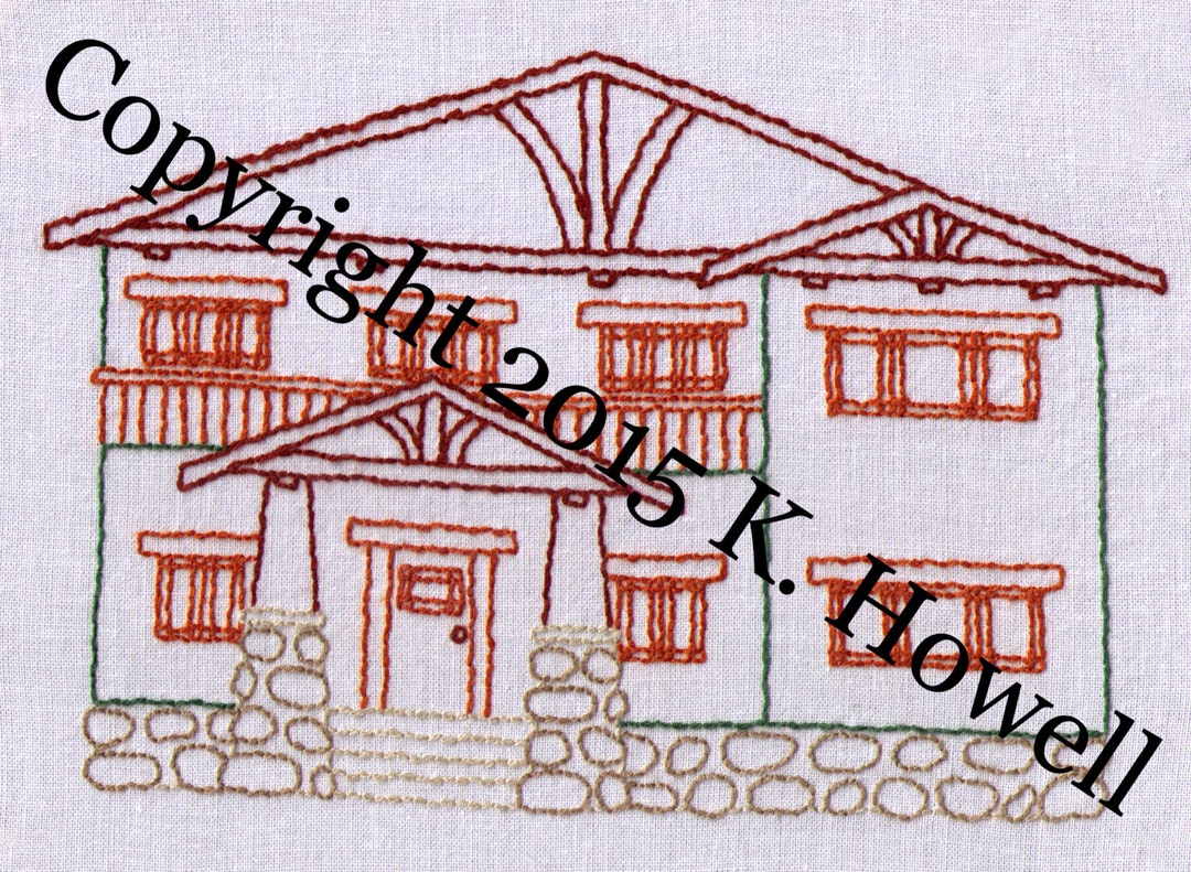 House Hand Embroidery Pattern, Craftsman, Architecture, Home, House ...