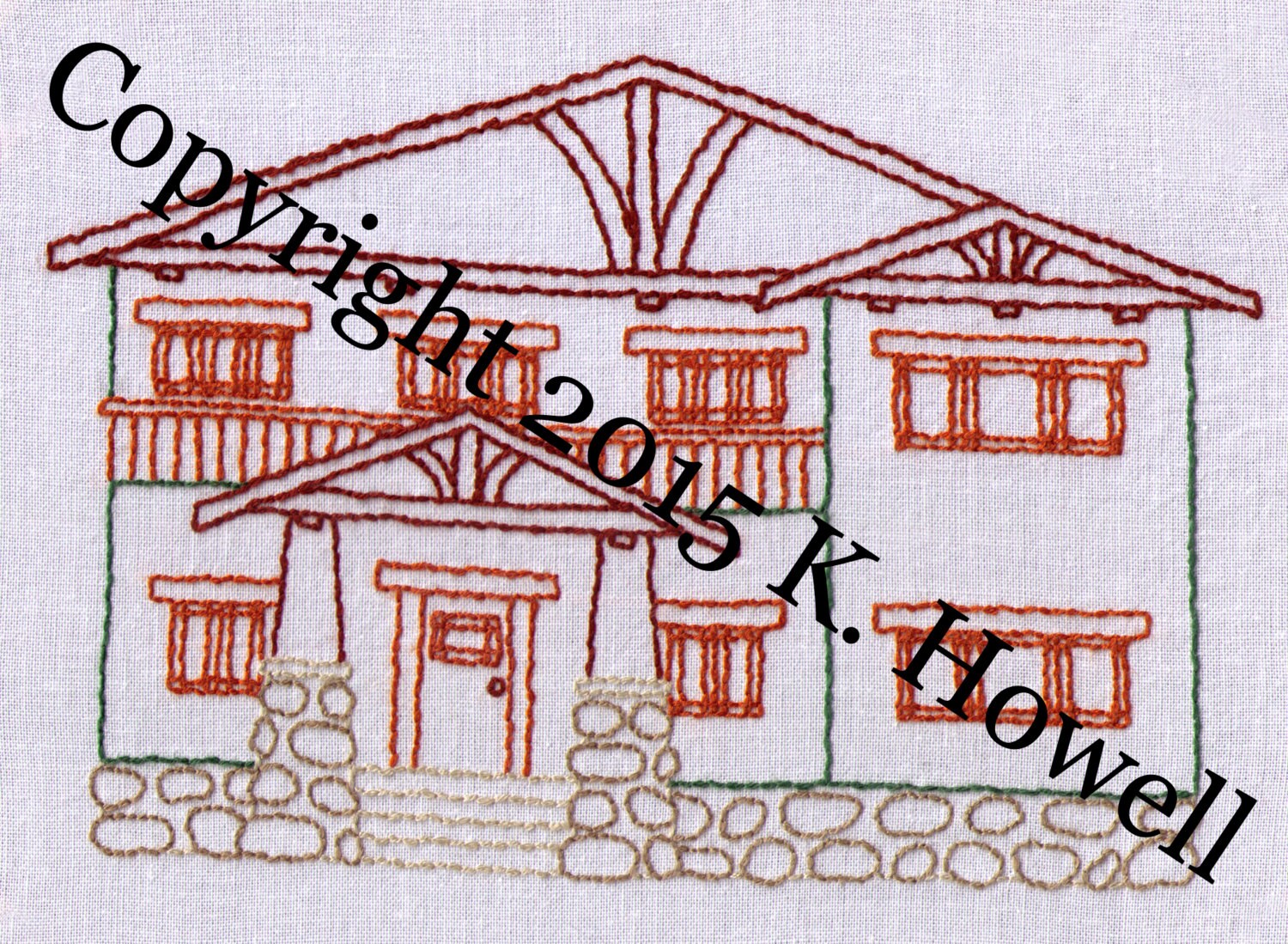 House Hand Embroidery Pattern, Craftsman, Architecture, Home, House ...