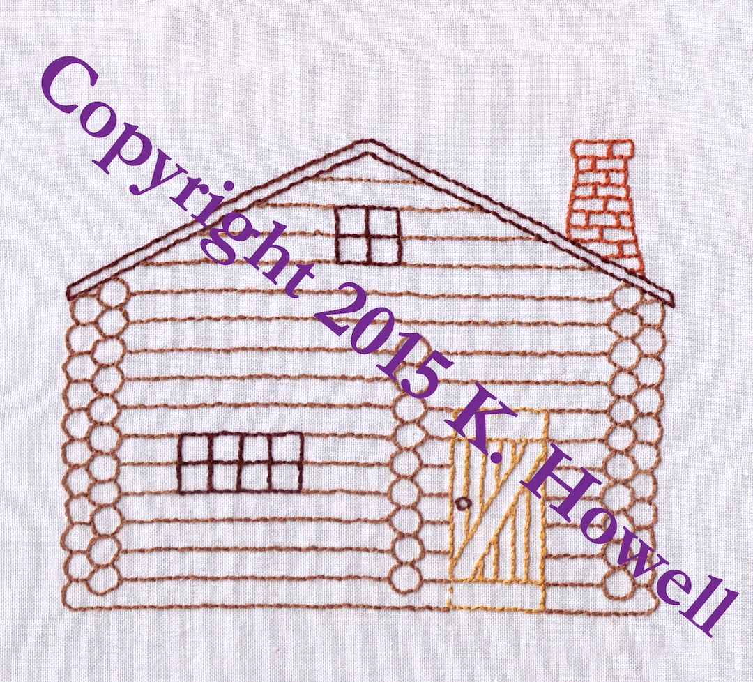 Cabin Hand Embroidery Pattern, Log Cabin, Woods, PDF - Etsy