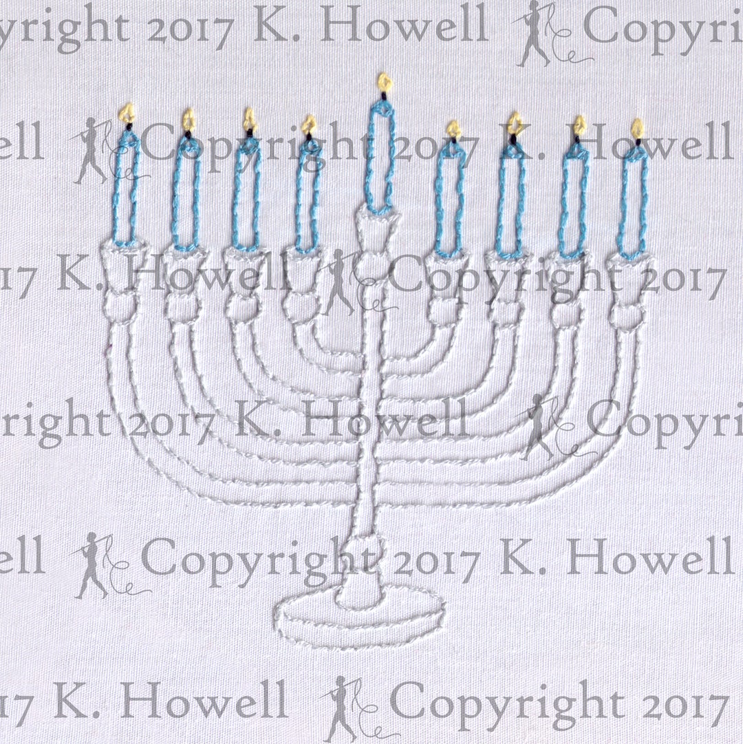 Menorah Hand Embroidery Pattern, Menorah, Candle, Candelabrum ...