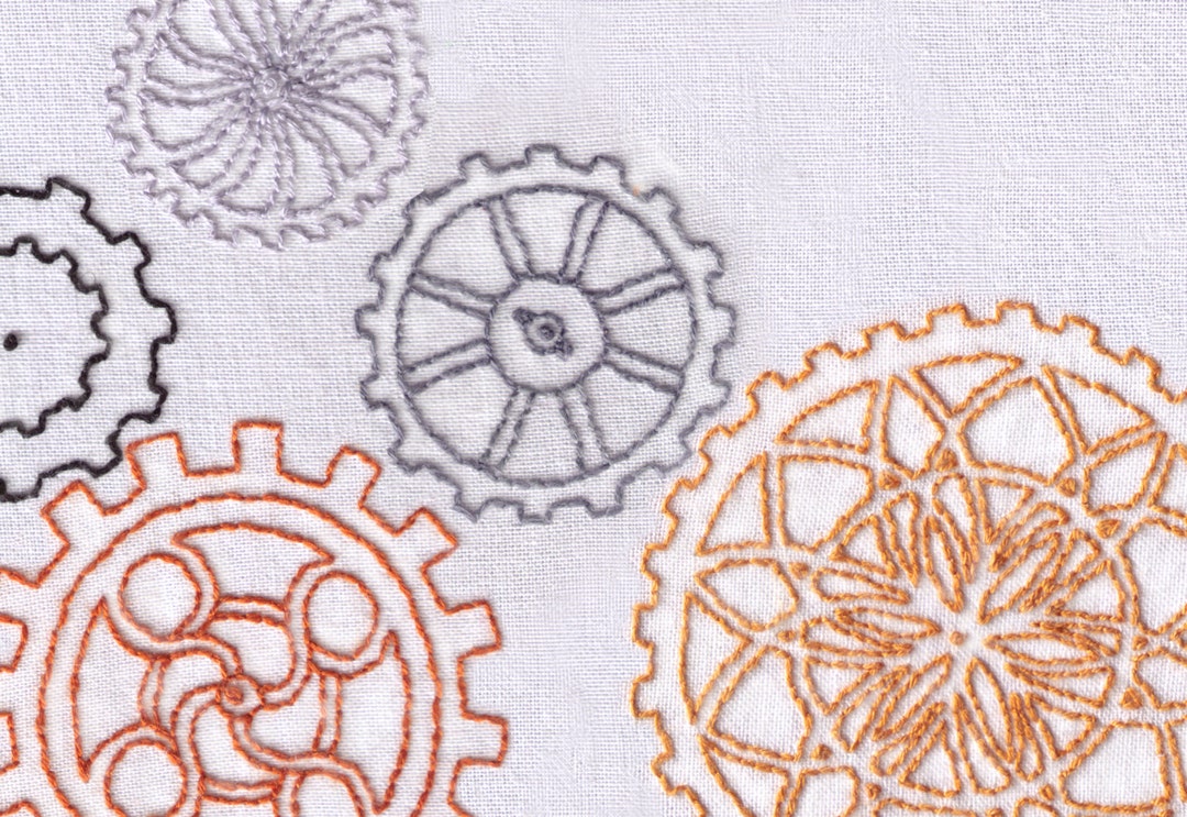 Gears Hand Embroidery Pattern, Industrial, Machine, Steampunk ...