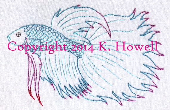Betta Fish Hand Embroidery Pattern Betta Max Pet Fish | Etsy