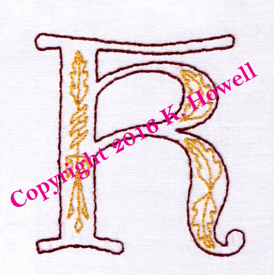 K Hand Embroidery Pattern Medieval Letter Monogram Font - Etsy