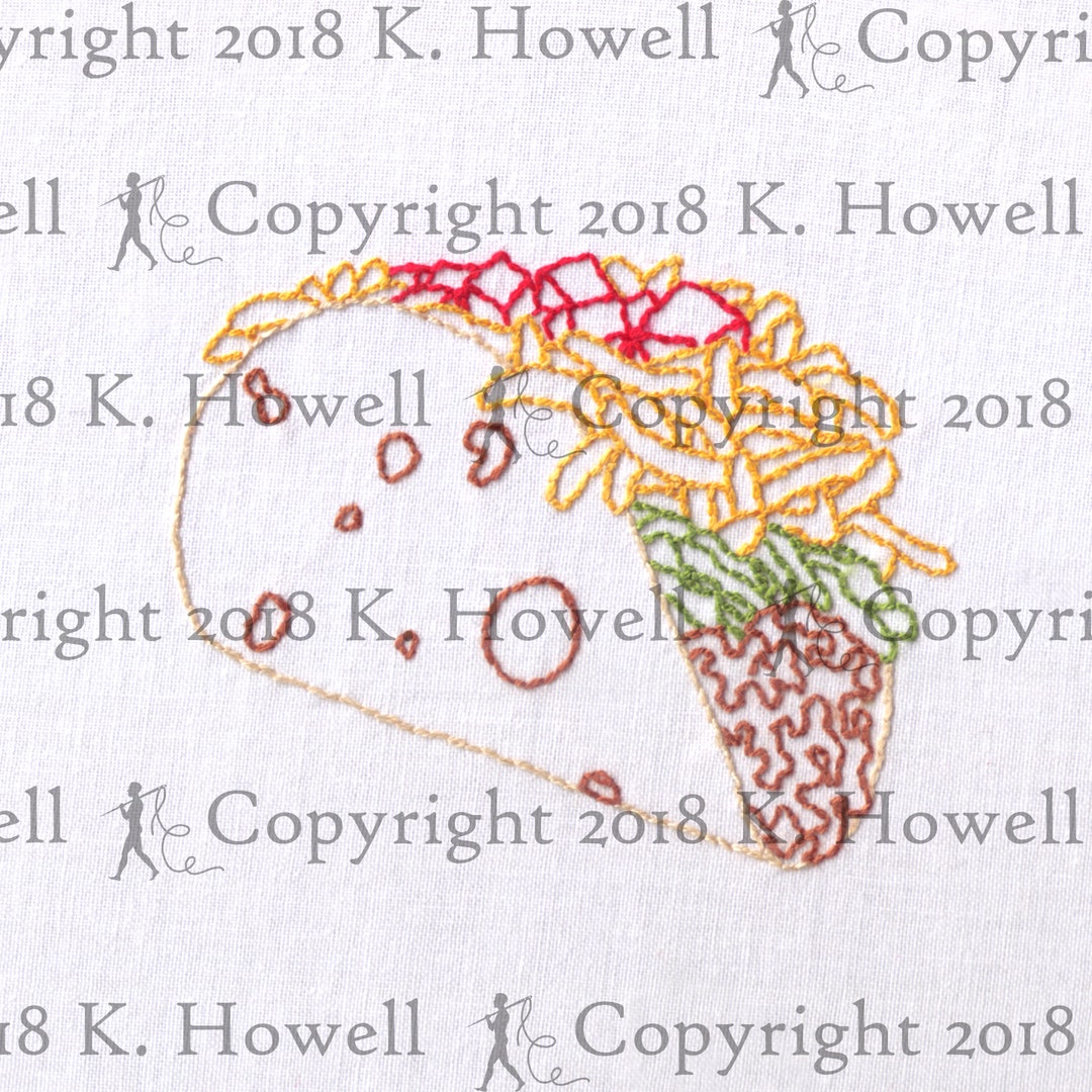 Taco Hand Embroidery Pattern, Taco, Food, Mexican, Californian, Texan ...