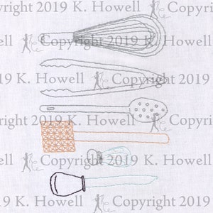 Chef Tools Deluxe Hand Embroidery Pattern, Cook, Chef, Tools, Kitchen ...