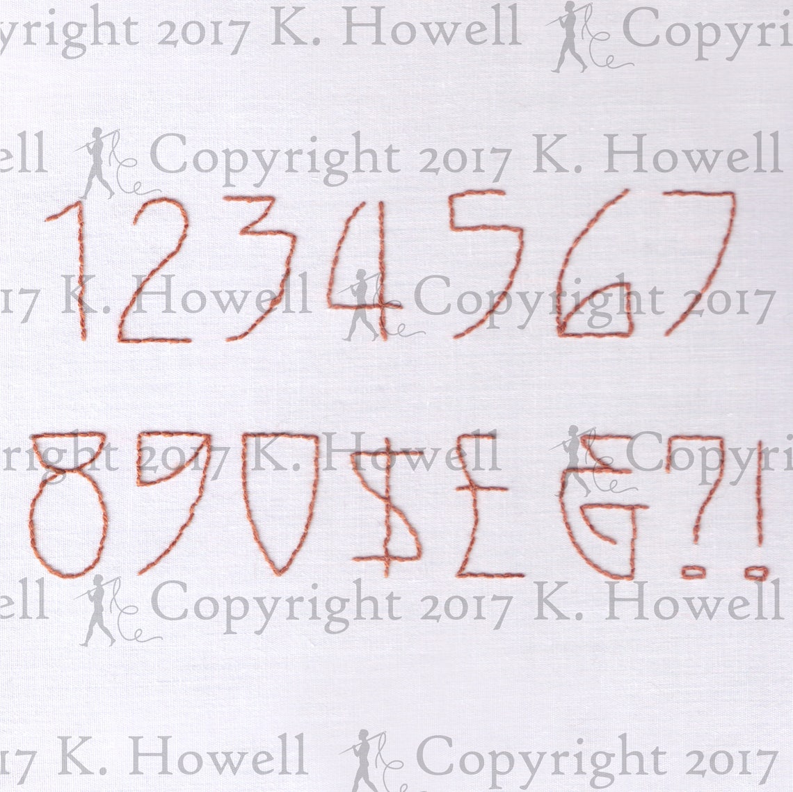 Numbers and Symbols Hand Embroidery Pattern, Craftsman, Font, Numbers ...