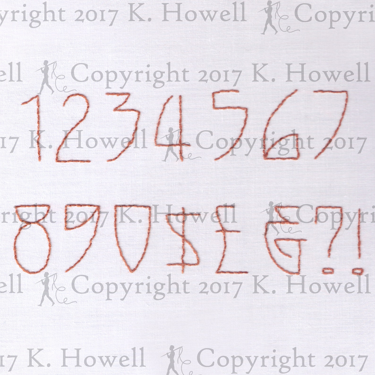 Numbers and Symbols Hand Embroidery Pattern, Craftsman, Font, Numbers ...