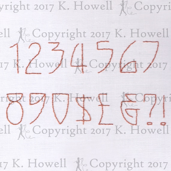 Numbers and Symbols Hand Embroidery Pattern Craftsman Font - Etsy