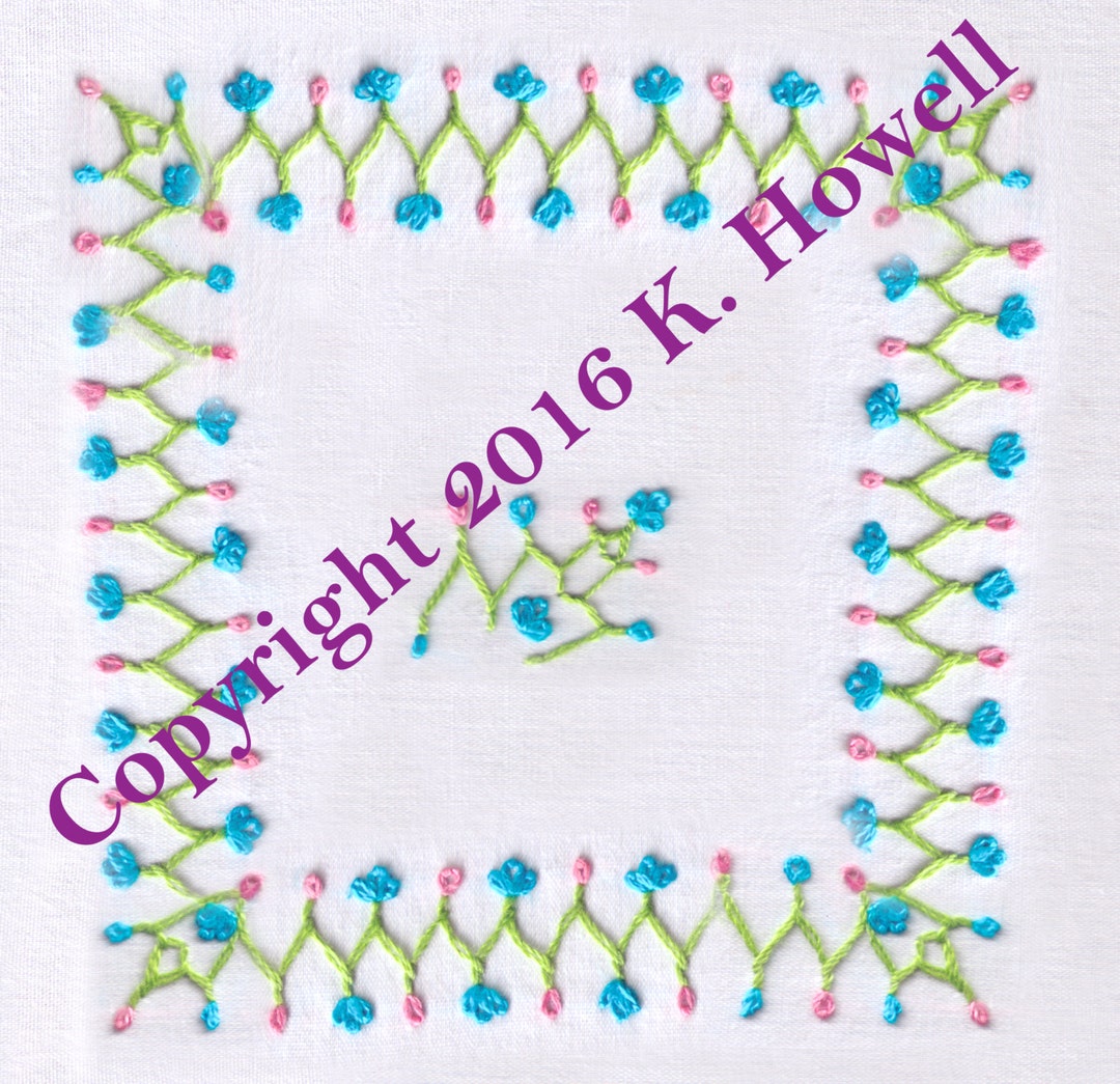 Flower Vine Hand Embroidery Pattern, Border, Flower, Vine, Frame, Edge ...