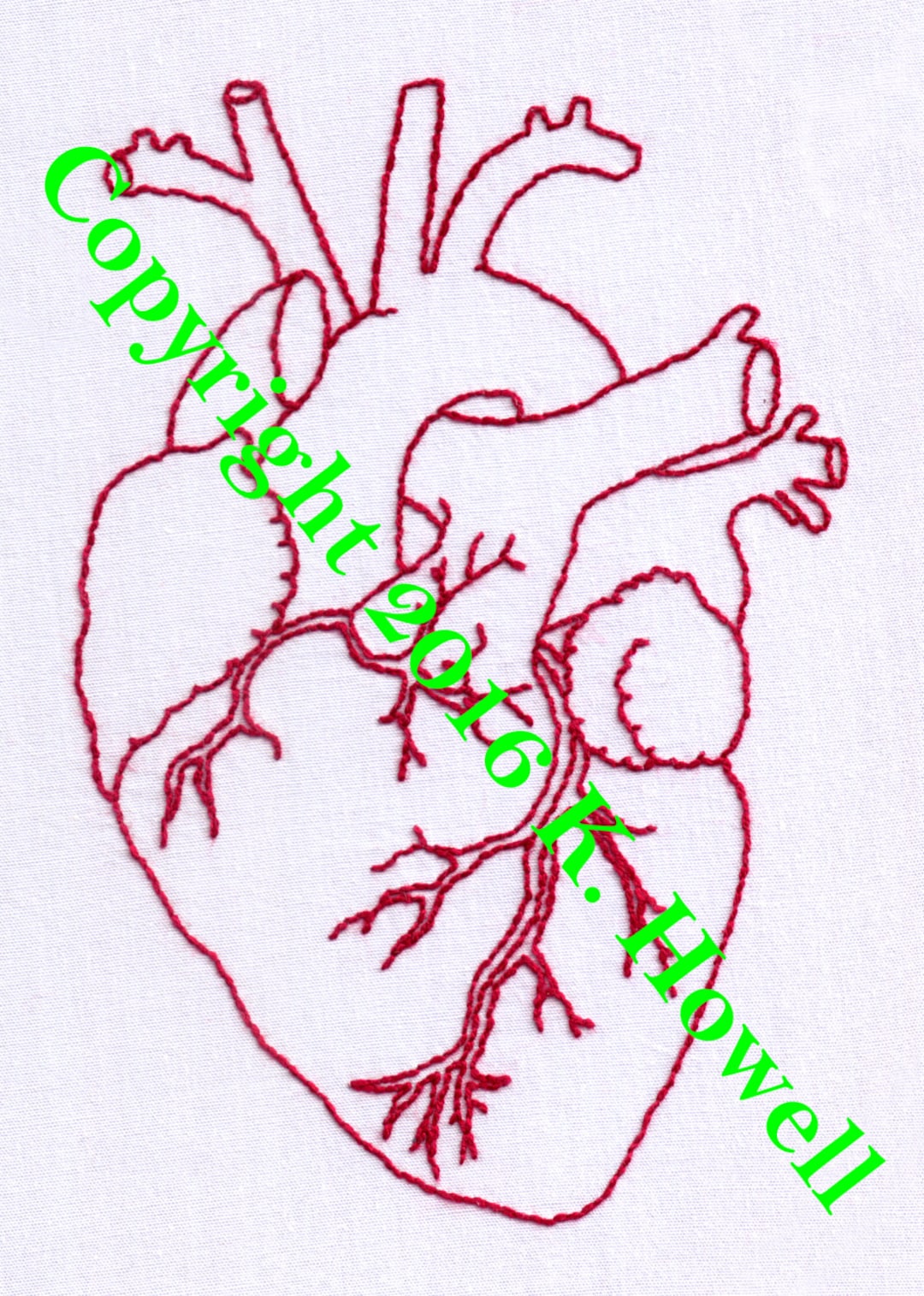 Heart Hand Embroidery Pattern, Anatomical Heart, Human, Heart, Beat ...
